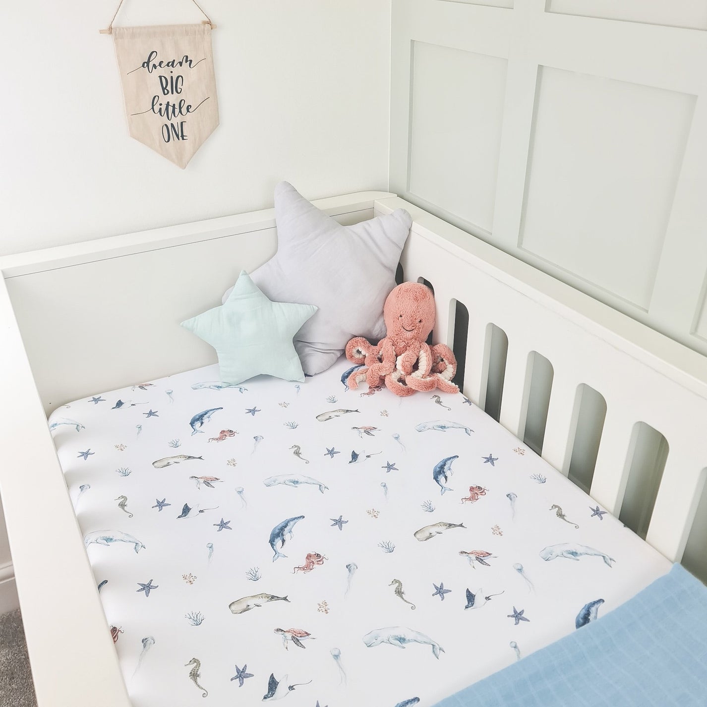 Fitted Cot Bed Sheet For Baby Nursery Ocean Theme - Sea Creature Crib ...
